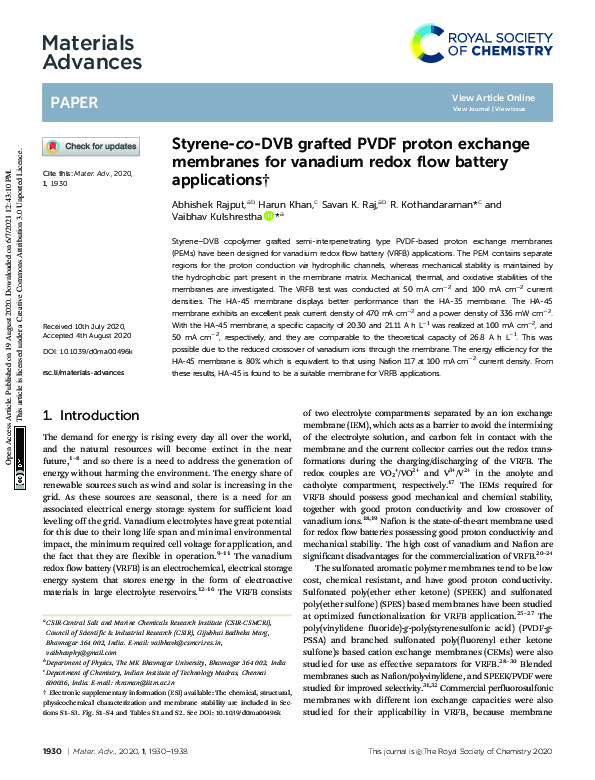 (PDF) Styrene-co-DVB grafted PVDF proton exchange membranes for ...