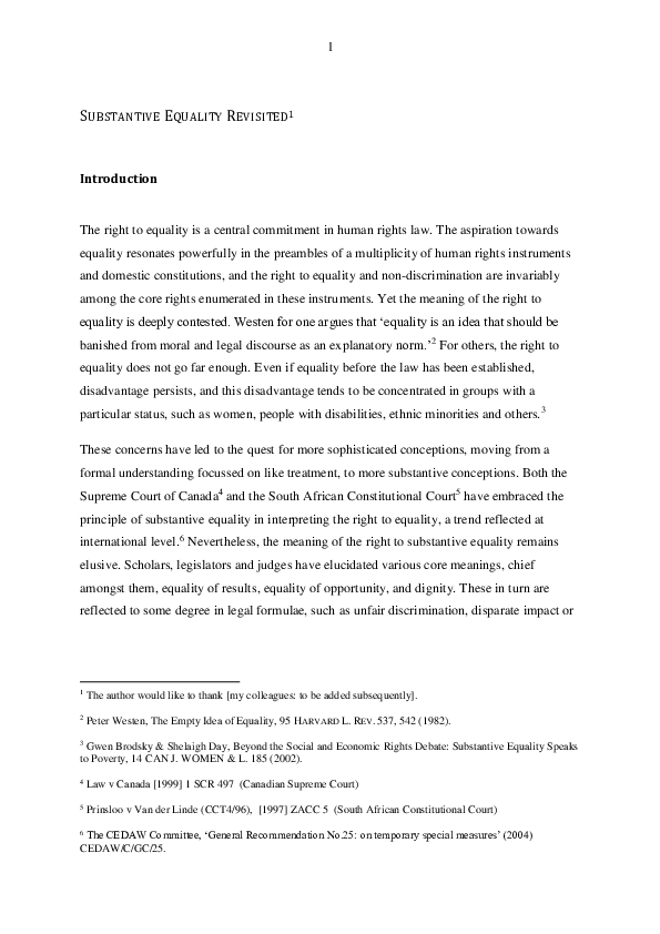 (PDF) Substantive Equality Revisited