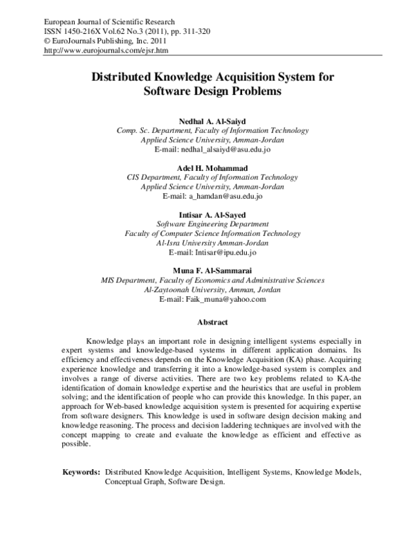 (PDF) Distributed Knowledge Acquisition System for Software Design Problems