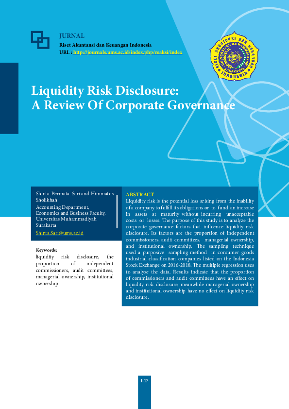 (PDF) Liquidity Risk Disclosure: A Review of Corporate Governance