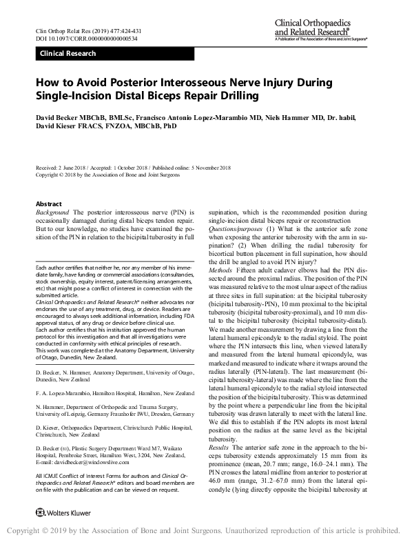 (PDF) How to Avoid Posterior Interosseous Nerve Injury During Single ...