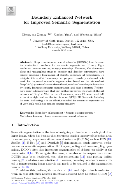 (PDF) Boundary Enhanced Network for Improved Semantic Segmentation