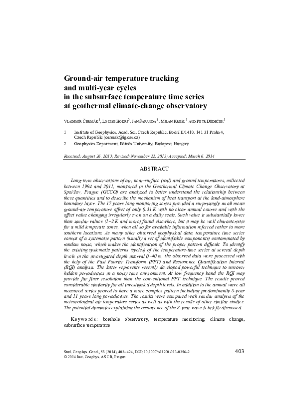 (PDF) Ground-air temperature tracking and multi-year cycles in the subsurface temperature time ...