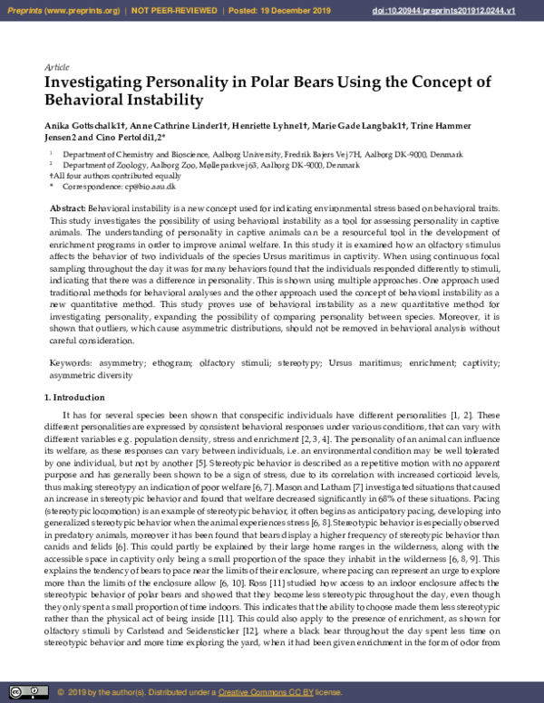 (PDF) Investigating Personality in Polar Bears Using the Concept of ...