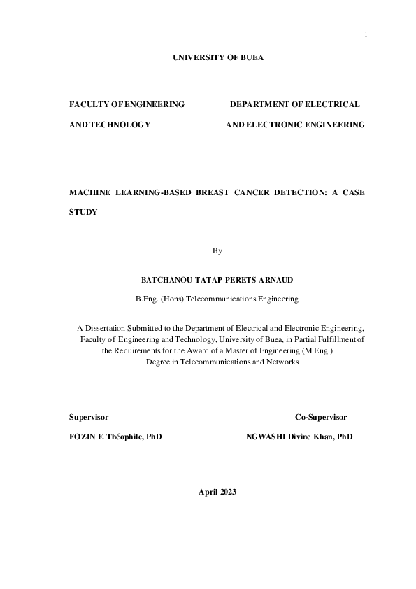 (PDF) MACHINE LEARNING-BASED BREAST CANCER DETECTION: A CASE STUDY