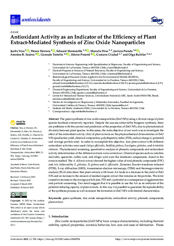 (PDF) Antioxidant Activity as an Indicator of the Efficiency of Plant Extract-Mediated Synthesis ...
