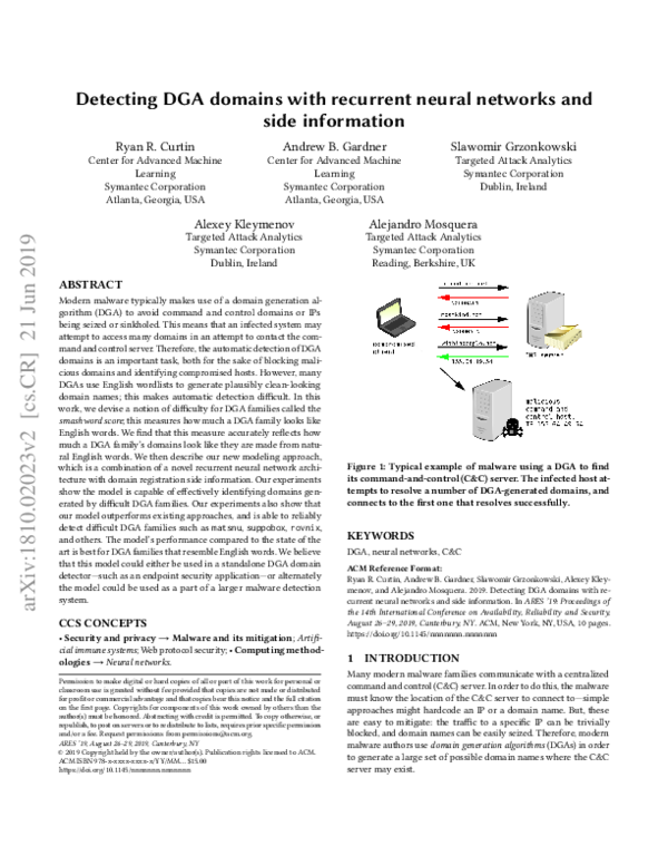 Pdf Detecting Dga Domains With Recurrent Neural Networks And Side