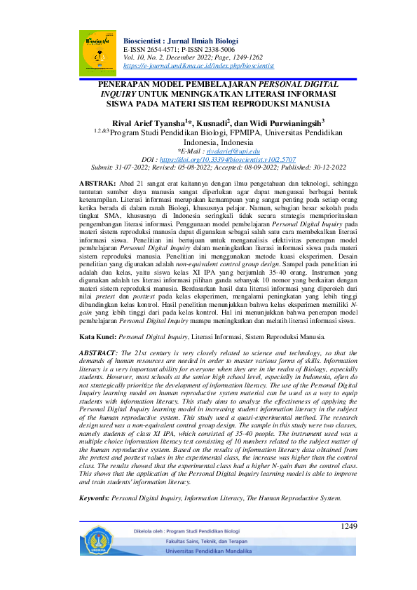 (PDF) Penerapan Model Pembelajaran Personal Digital Inquiry untuk ...