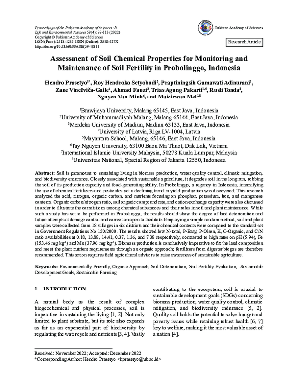 (PDF) Assessment of Soil Chemical Properties for Monitoring and Maintenance of Soil Fertility in ...