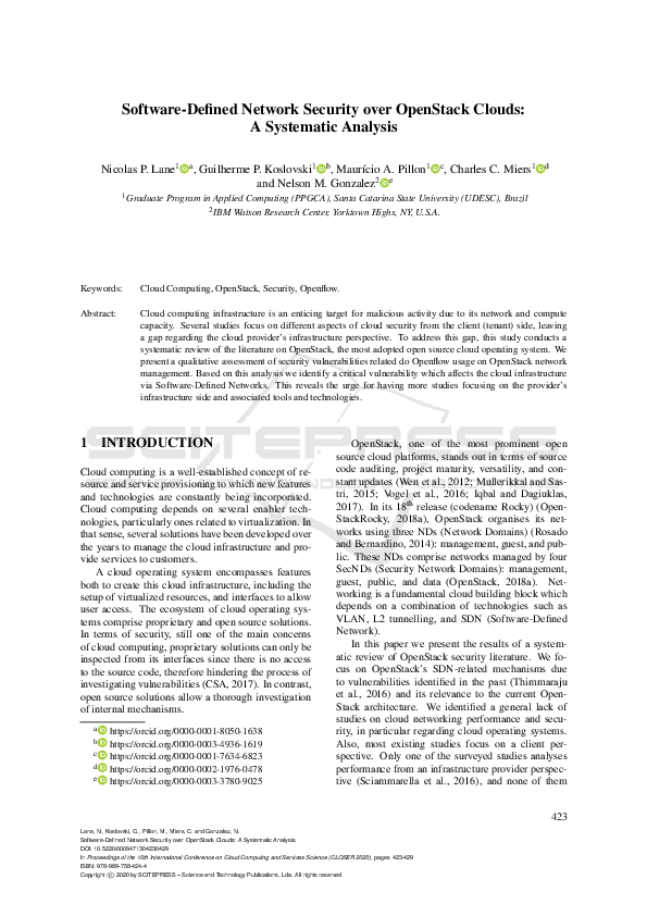 (PDF) Software-Defined Network Security over OpenStack Clouds: A Systematic Analysis