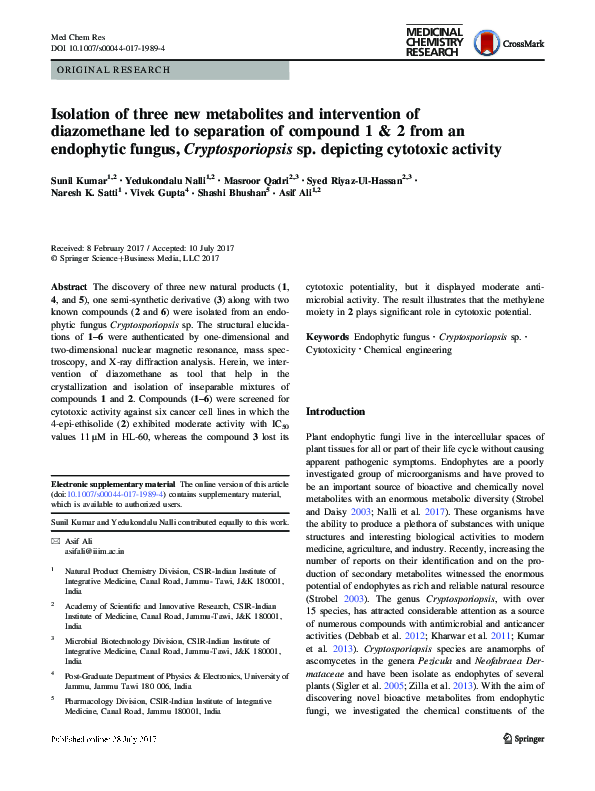 (PDF) Isolation of three new metabolites and intervention of ...