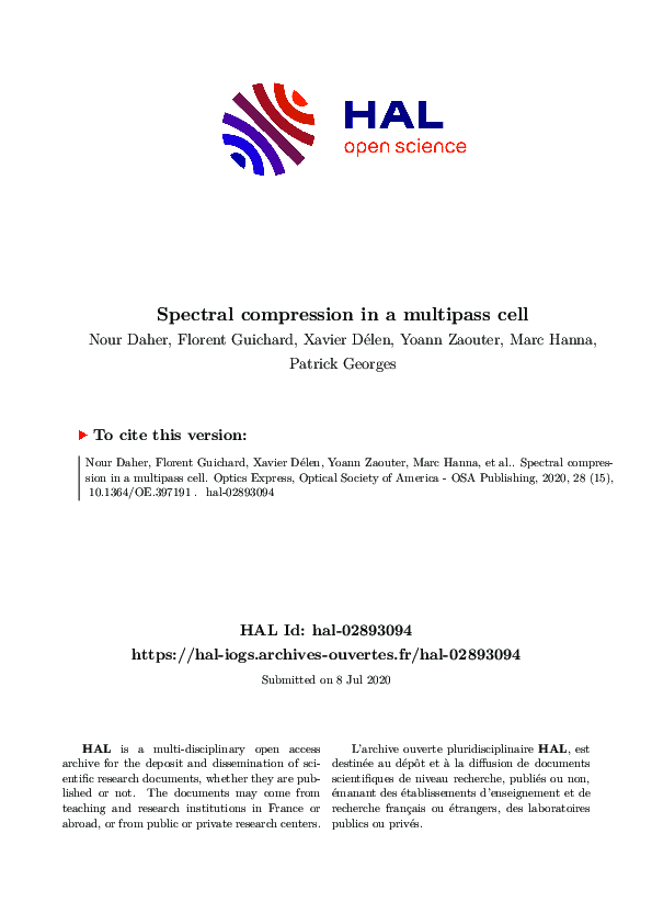 (PDF) Spectral compression in a multipass cell