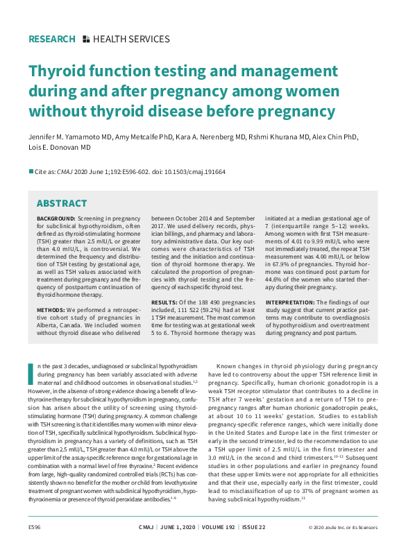 (PDF) Thyroid function testing and management during and after ...