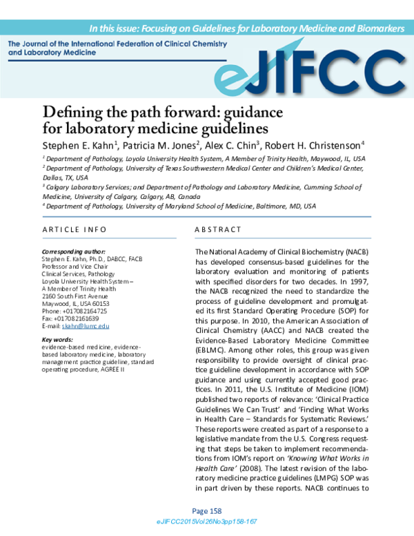 (PDF) Defining the Path Forward: Guidance for Laboratory Medicine ...