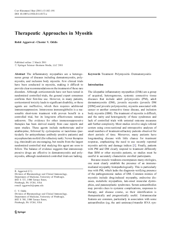 (PDF) Therapeutic Approaches in Myositis