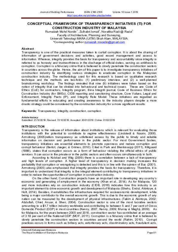 (PDF) Conceptual Framework of Transparency Initiatives (Ti) for ...