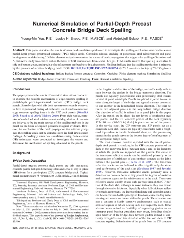 (PDF) Numerical Simulation of Partial-Depth Precast Concrete Bridge ...