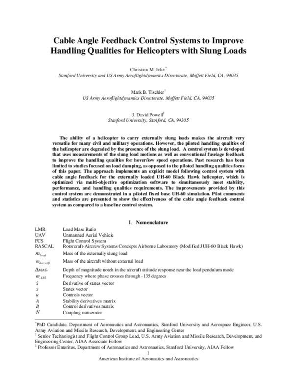 (PDF) Cable Angle Feedback Control Systems to Improve Handling ...