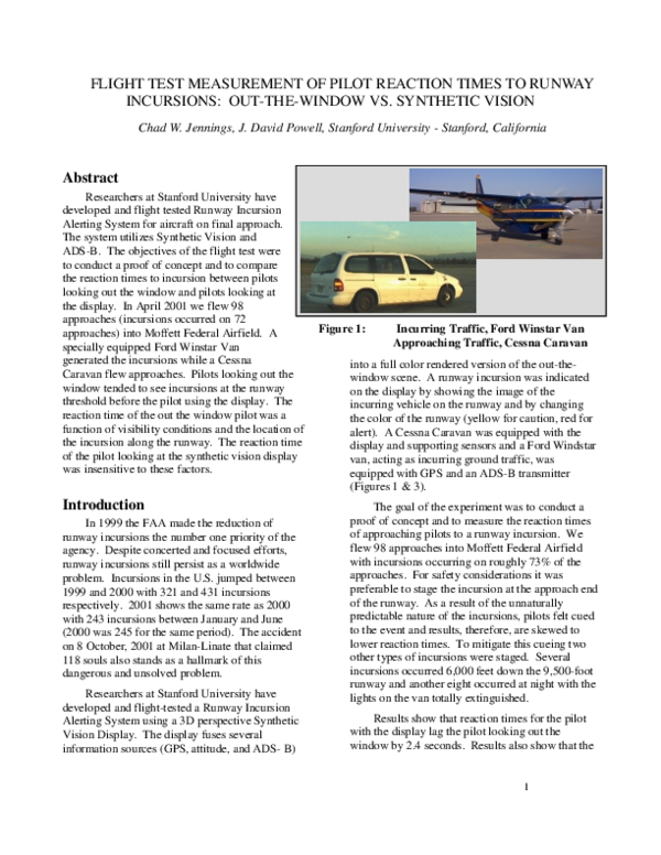 (PDF) Flight test measurement of pilot reaction times to runway ...