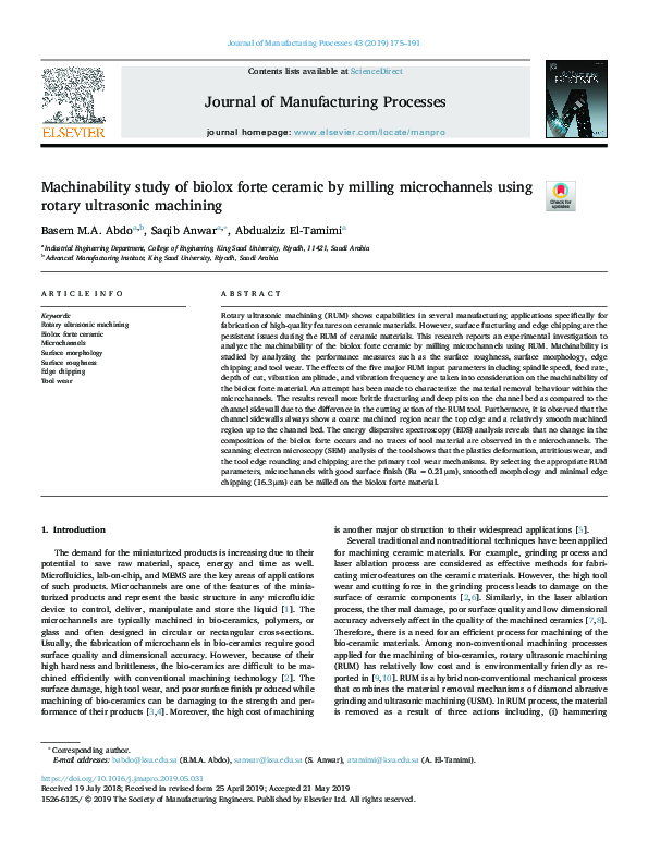 (PDF) Machinability study of biolox forte ceramic by milling ...