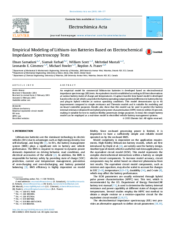 (PDF) Empirical Modeling of Lithium-ion Batteries Based on ...
