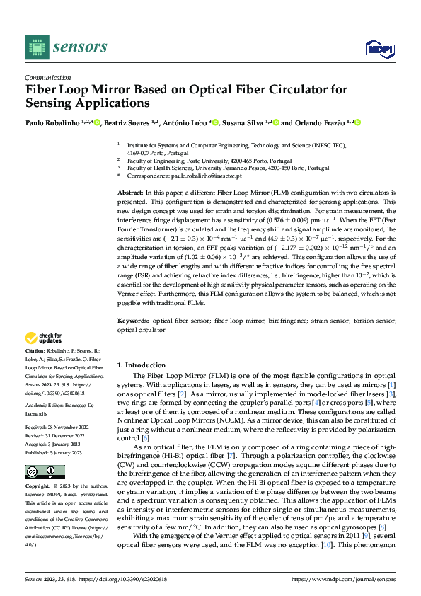 (PDF) Fiber Loop Mirror Based on Optical Fiber Circulator for Sensing ...