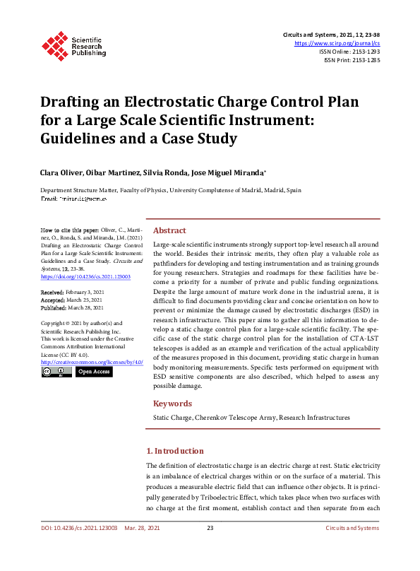 (PDF) Drafting an Electrostatic Charge Control Plan for a Large Scale ...