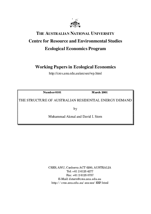 (PDF) The structure of Australian residential energy demand