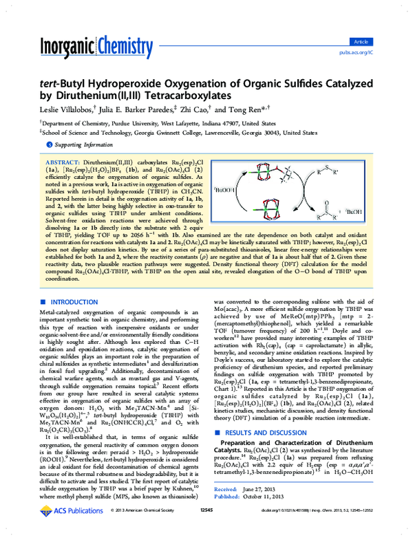 (PDF) tert-Butyl Hydroperoxide Oxygenation of Organic Sulfides ...