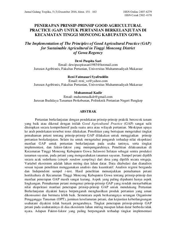 (PDF) Penerapan Prinsip-Prinsip Good Agricultural Practice (Gap) Untuk Pertanian Berkelanjutan ...