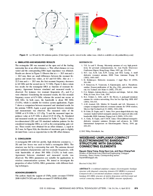 (PDF) Wideband uniplanar compact electromagnetic bandgap structure with diagonal connecting elements