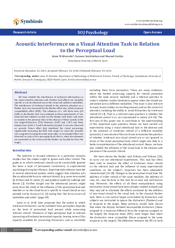 (PDF) Acoustic Interference on a Visual Attention Task in Relation to the Perceptual Load ...