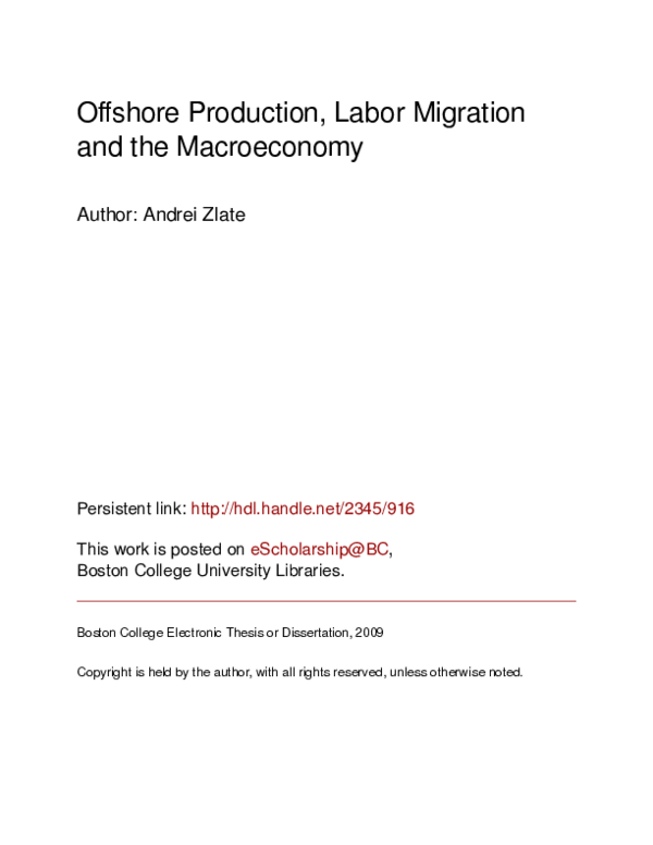 (PDF) Offshore production, labor migration and the macroeconomy