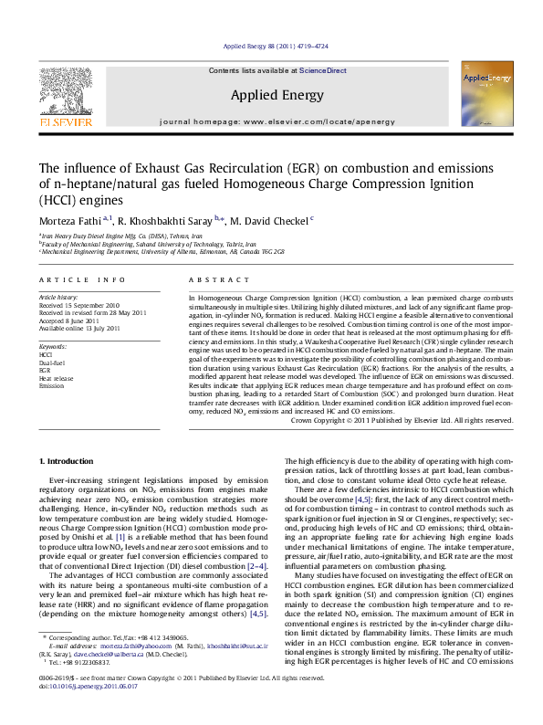 (PDF) The influence of Exhaust Gas Recirculation (EGR) on combustion and emissions of n-heptane ...
