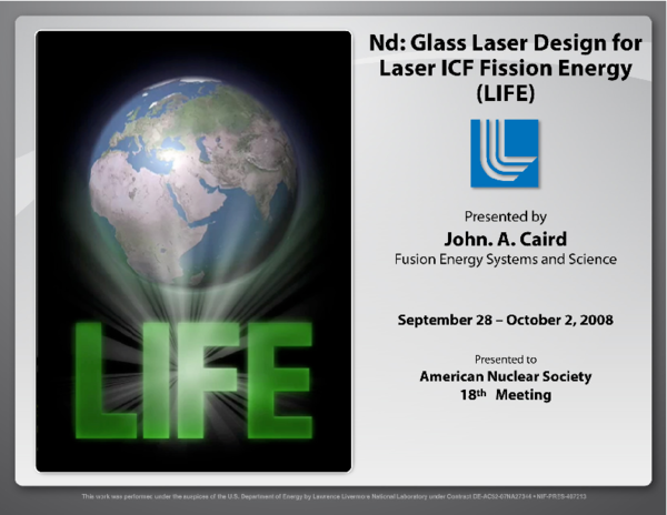 (PDF) Nd:Glass Laser Design for Laser ICF Fission Energy (LIFE)