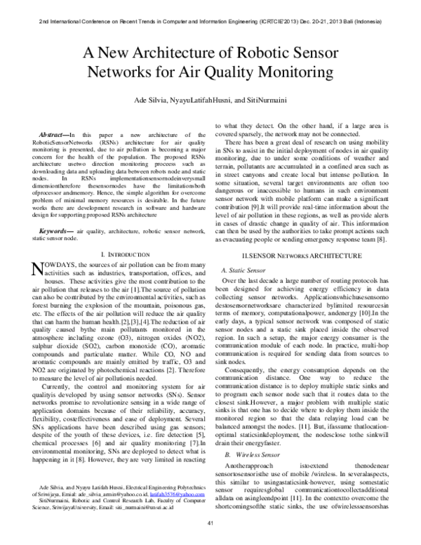 (PDF) A New Architecture of Robotic Sensor Networks for Air Quality Monitoring