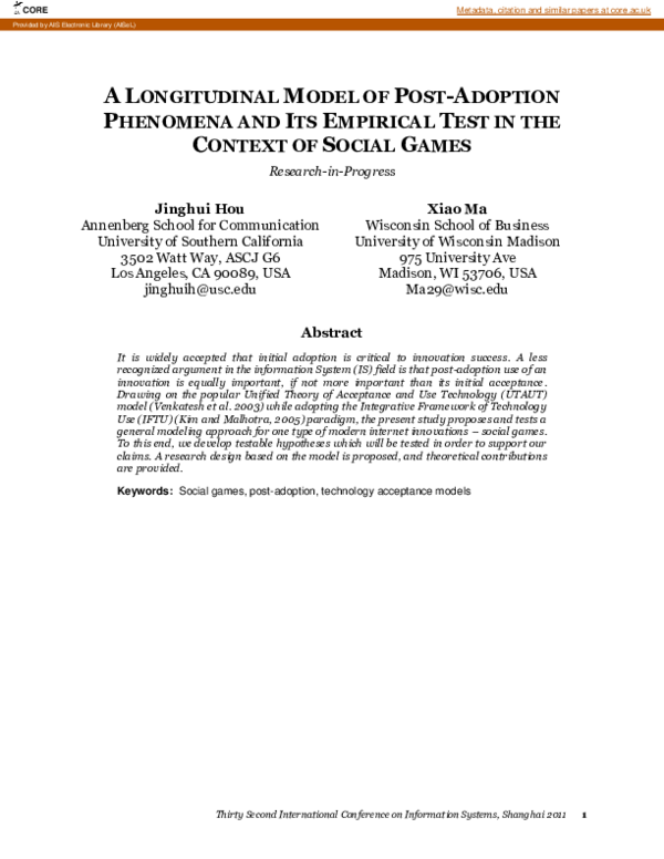 (PDF) A Longitudinal Model of Post-Adoption Phenomena and Its Empirical ...