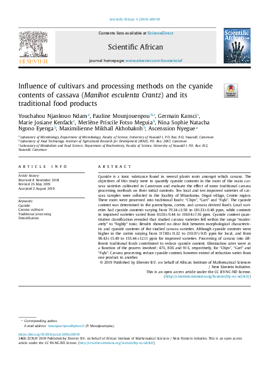 (PDF) Influence of cultivars and processing methods on the cyanide ...