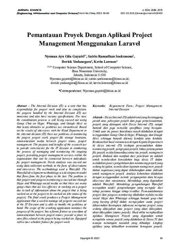 (PDF) Pemantauan Proyek Dengan Aplikasi Project Management Menggunakan ...
