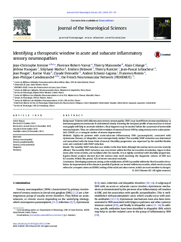 (PDF) Identifying a therapeutic window in acute and subacute ...