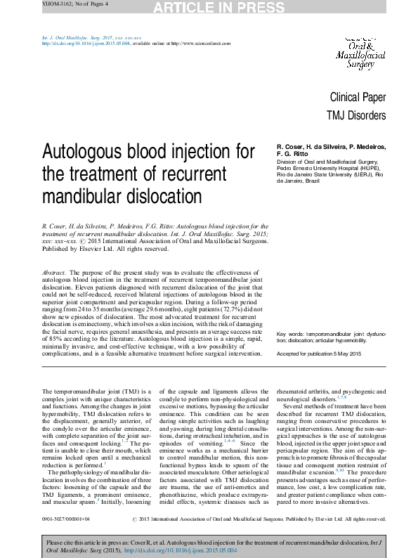 (PDF) Autologous blood injection for treatment of recurrent ...