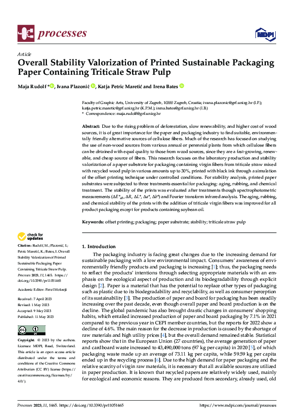 (PDF) Overall Stability Valorization of Printed Sustainable Packaging Paper Containing Triticale ...