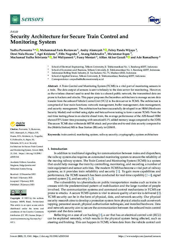 (PDF) Security Architecture for Secure Train Control and Monitoring System