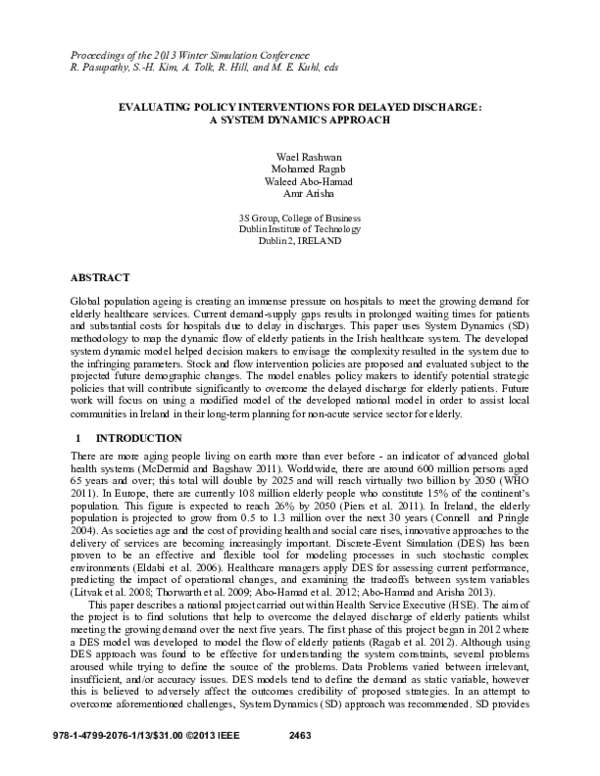 (PDF) Evaluating policy interventions for delayed discharge: A system ...