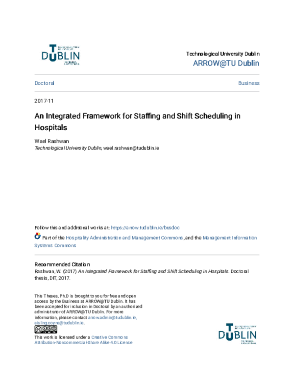 (PDF) An Integrated Framework for Staffing and Shift Scheduling in ...