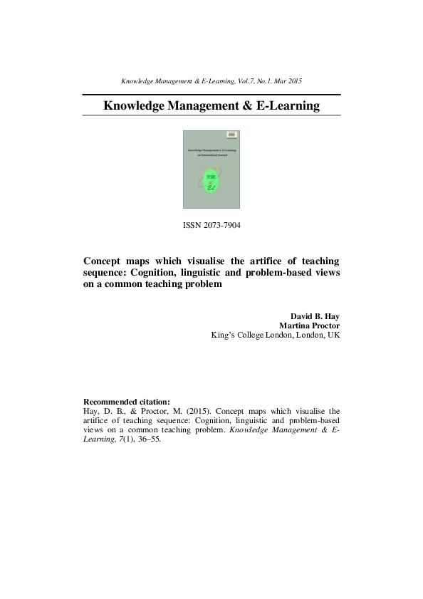 (PDF) Knowledge Management & E-Learning Concept maps which visualise the artifice of teaching ...