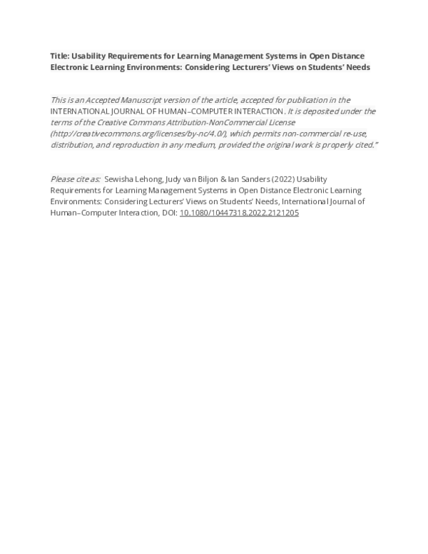 (PDF) Usability Requirements for Learning Management Systems in Open Distance Electronic ...