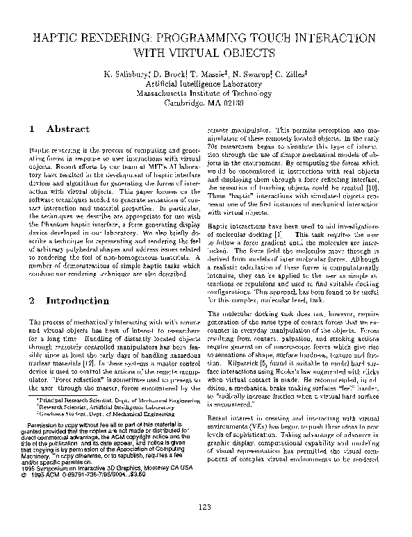 Pdf Haptic Rendering