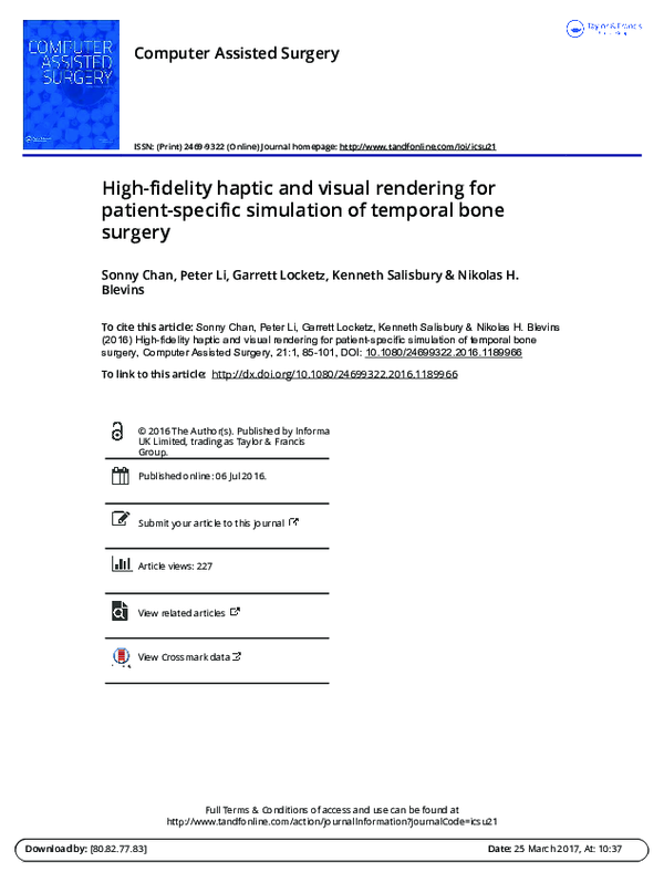 (PDF) High-fidelity haptic and visual rendering for patient-specific simulation of temporal bone ...
