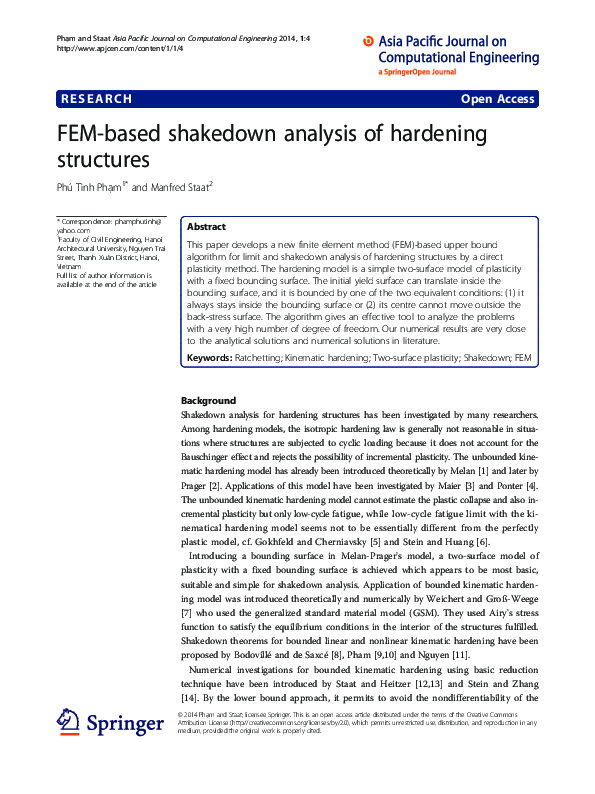 (PDF) FEM-based shakedown analysis of hardening structures
